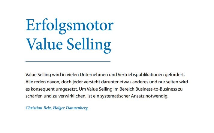 Erfolgsmotor Value Selling - Sales Management Review - Mercuri Int.